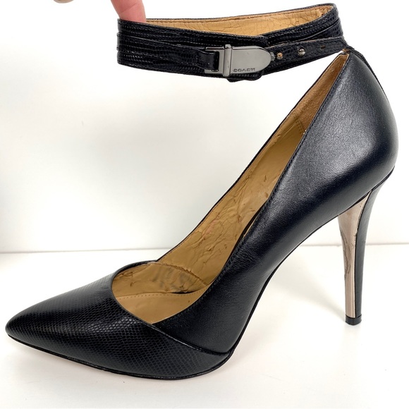 Coach | Shoes | Coach Harbor Heels With Ankle Strap Black | Poshmark